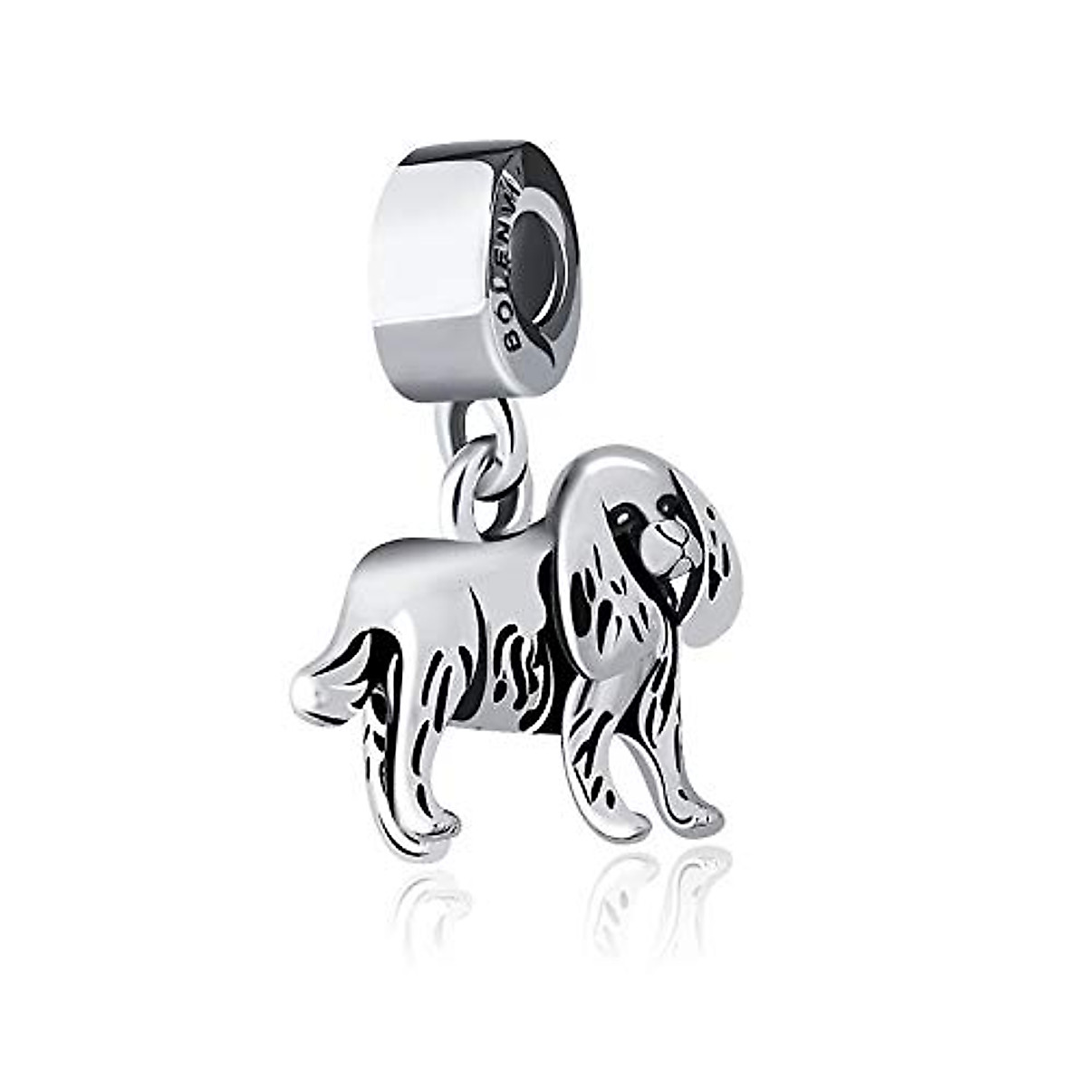 BOLENVI 3D Cocker Spaniel Dog 925 Sterling Silver Dangle Pendant X Charm Bead For Pandora & Similar Charm Bracelets or Necklaces