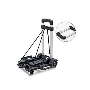 APOXCON Folding Hand Truck, 120 lbs Capacity Luggage Cart with 2 Wheels & Adjustable Handle, Foldable Trolley Aluminum Lightweight