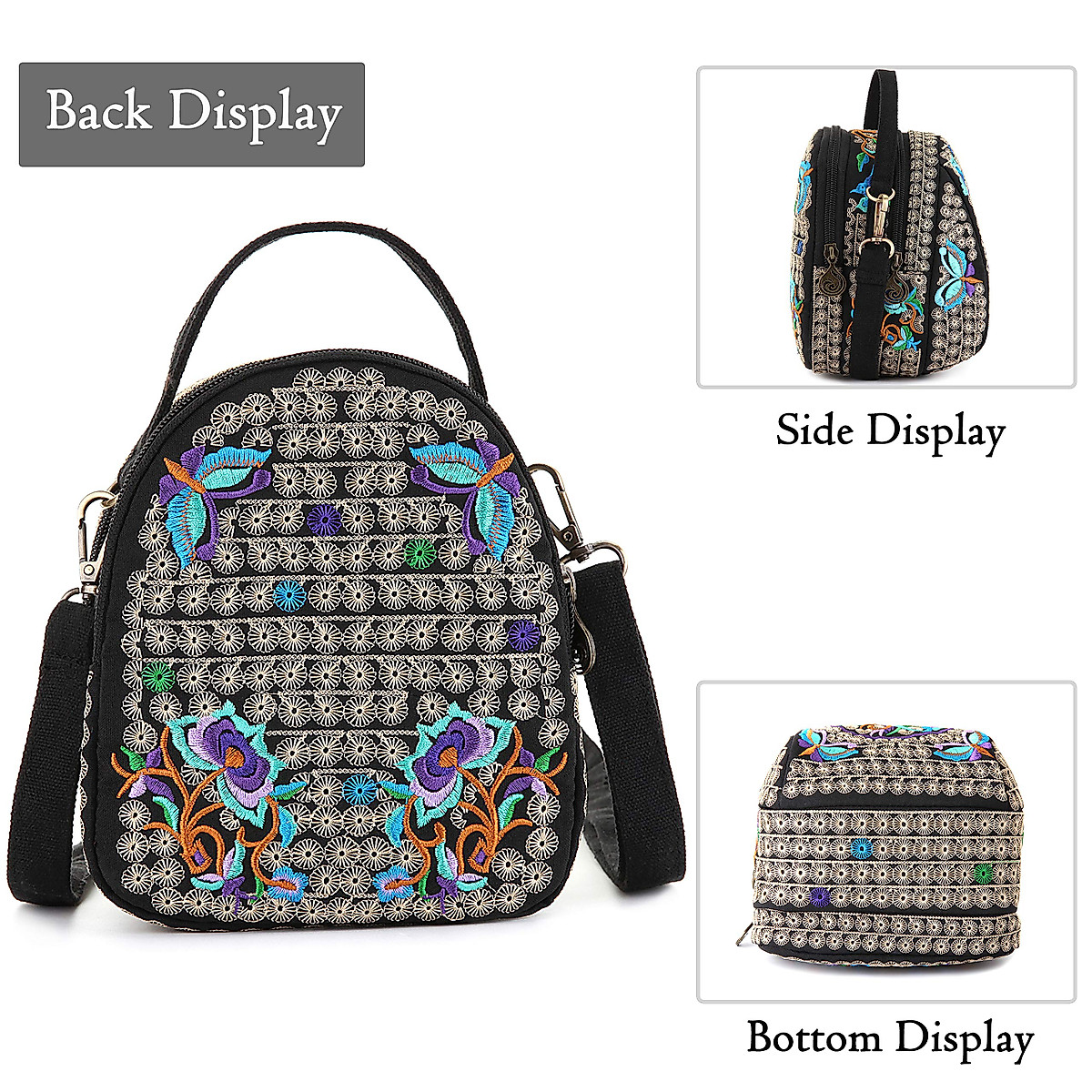 Goodhan Embroidery Crossbody Bag, Cell Phone Purse Canvas Small Handbag