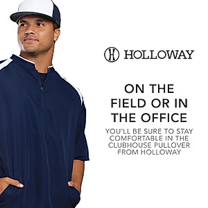 Holloway Men's Standard Clubhouse Short Sleeve Pullover Cage Jacket, Black/White