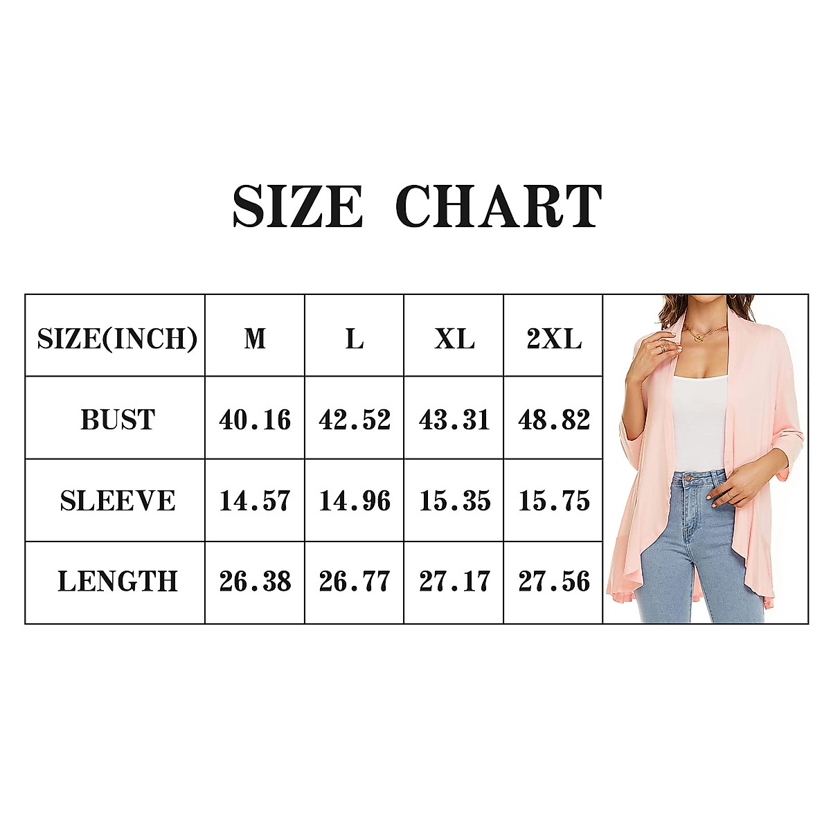 YnimioAOX Women's Open Front Cardigan 3/4 Sleeve Solid Casual Kimono Sweater Coat,X-Large,N20-autumn black