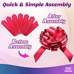 Zoe Deco Big Car Bow (Red, 18 inch), Gift Bows, Giant Bow for Car, Birthday Bow, Huge Car Bow, Car Bows, Big Red Bow, Bow for Gifts, Christmas Bows for Cars, Gift Wrapping, Big Gift Bow