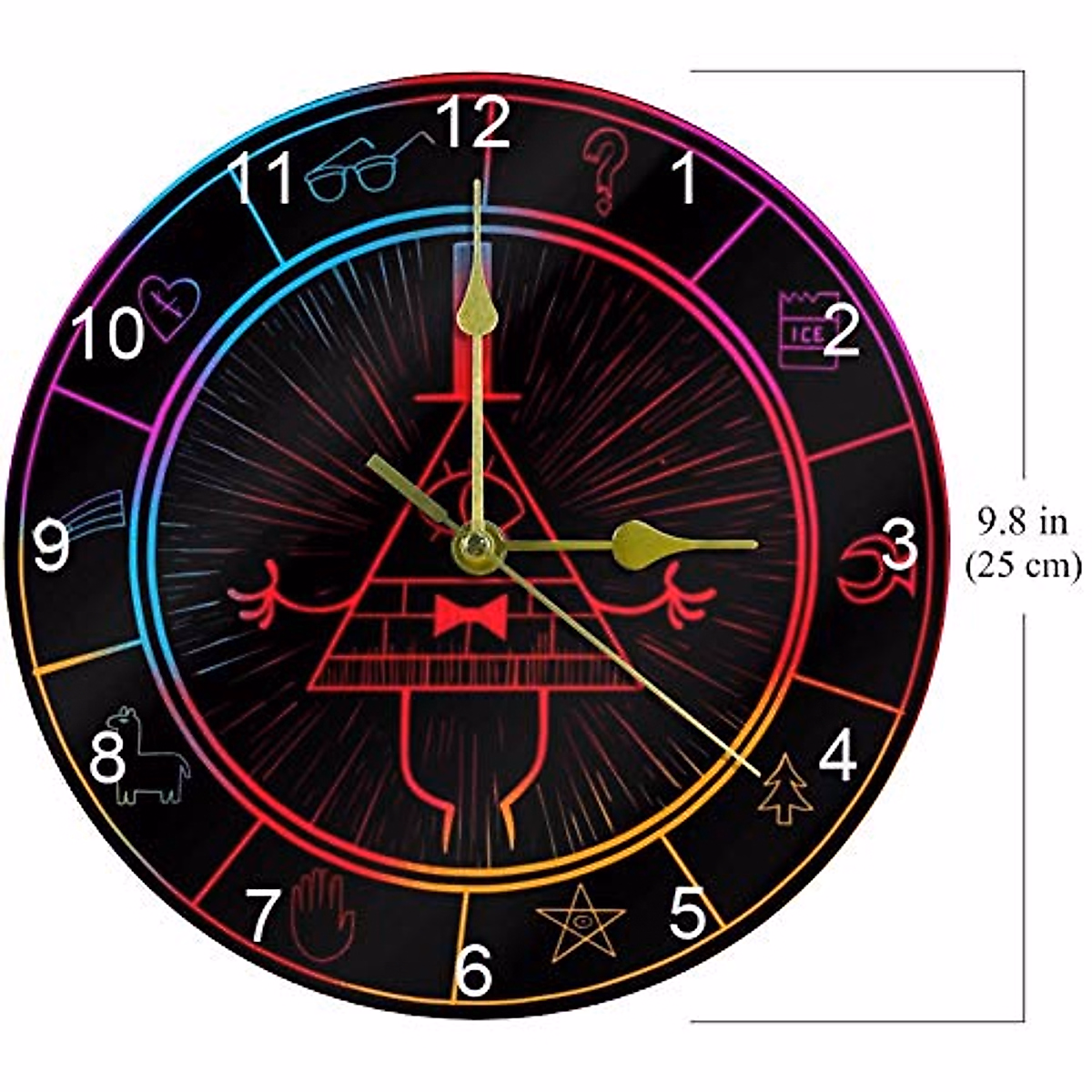 Luoweisi Bill Cipher Wheel Zodiac Non-Ticking Decor Wall Clock Home Decor Acrylic 9.85 Inch Wall Clock Non Ticking Silent Clock