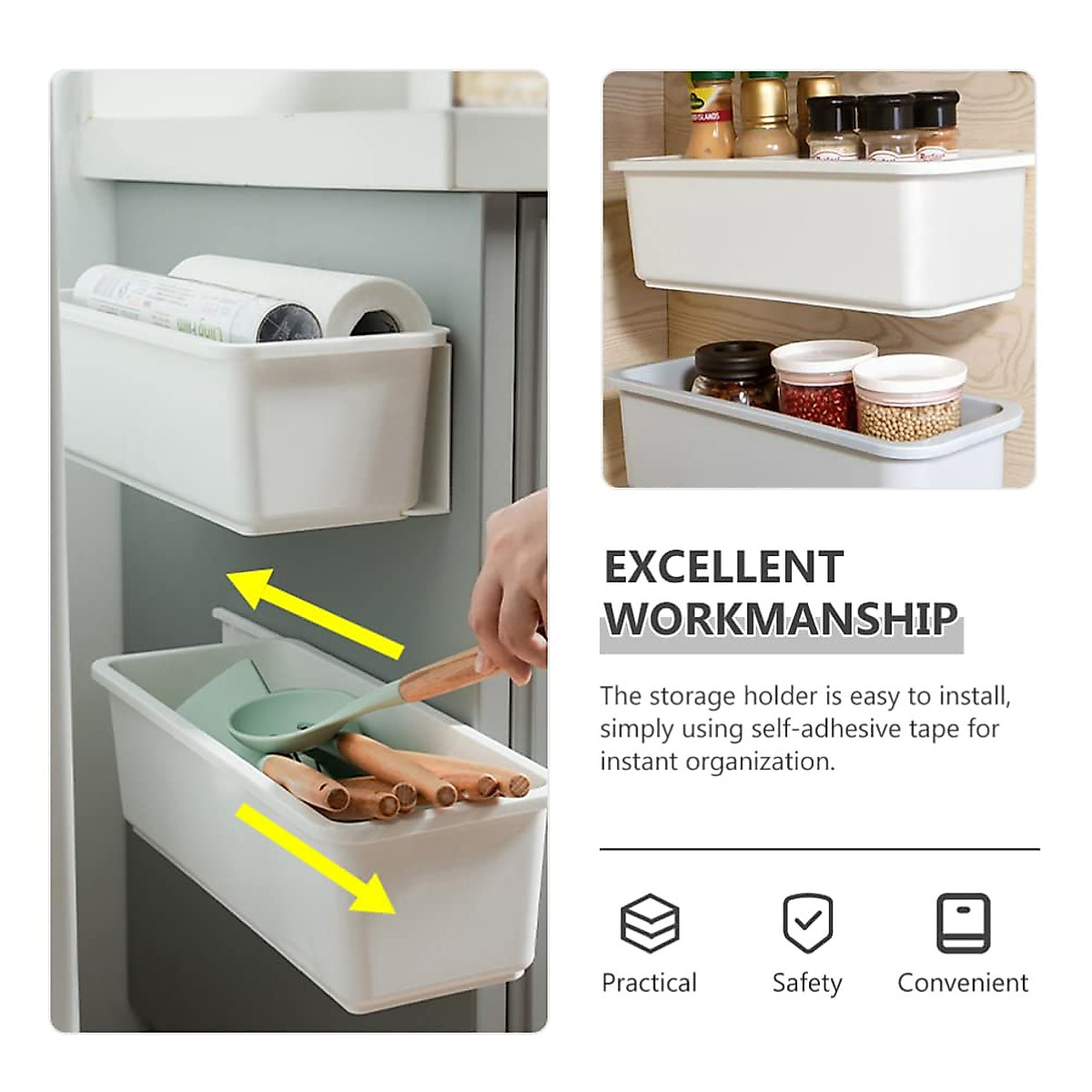 Housoutil Pull-out Storage Box Shelf Organizer Bathroom Storage Baskets Under Sink Organizer Storage Organizer Under The Sink Organizer Plastic Container Pp Cell Phone White Charging Stand