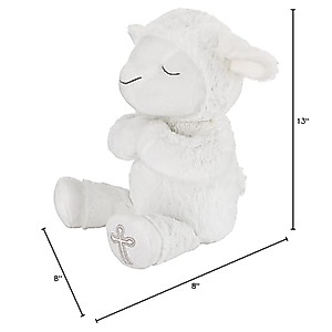 Little Love by NoJo Baptism White Plush Lamb with Praying Hands and Embroidered Cross