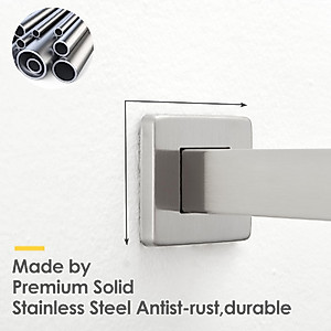 BESy 12 Inch Rain Shower Head, 12" Square Rainfall & High Pressure Stainless Steel Bath Showerhead, 20 Inches Straight Extended Shower Arm With Flange, Rain Shower Head Extension Arm Brushed NIckel