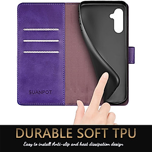 SUANPOT for Samsung Galaxy A54 5G Wallet case with RFID Blocking Credit Card Holder,Flip Book PU Leather Protective Cover Women Men for Samsung A54 Phone case Purple