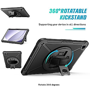ZtotopCases for Samsung Galaxy Tab A8 10.5 Inch 2022, Full Body Cover with 360 Rotating Hand Strap & Shoulder Strap Heavy Duty Shockproof Case for Samsung A8 Tablet SM-X200 /SM-X205 /SM-X207, Black