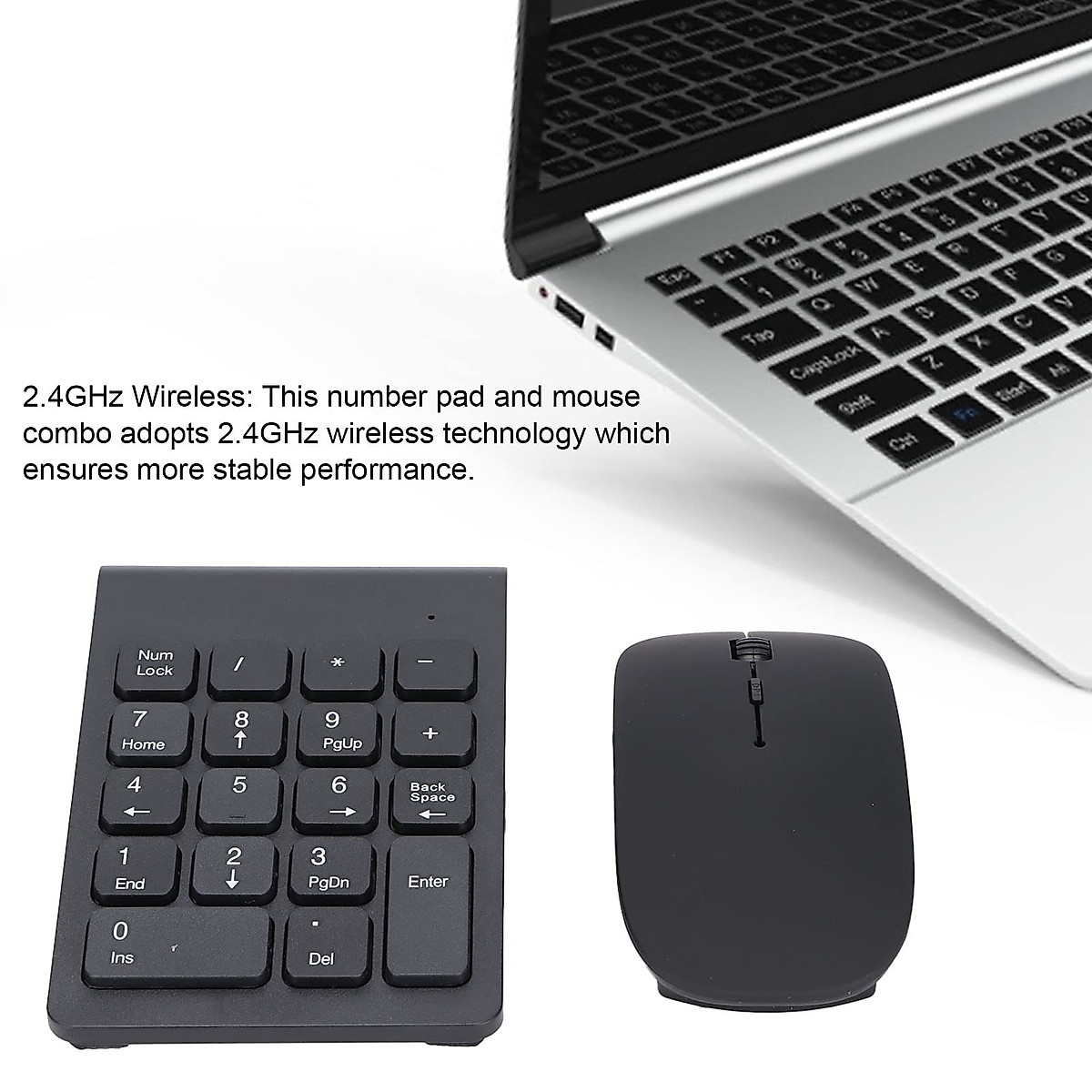 Numeric Keypad, Mini 2.4G 18 Keys 1200 DPI Number Keyboard, Portable Silent Financial Accounting Numeric Keypad Extensions Mouse Combo, for Laptop, PC, Desktop, Notebook
