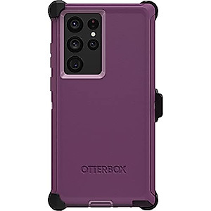 OtterBox Galaxy S22 Ultra Defender Series Case - HAPPY PURPLE, rugged & durable, with port protection, includes holster clip kickstand