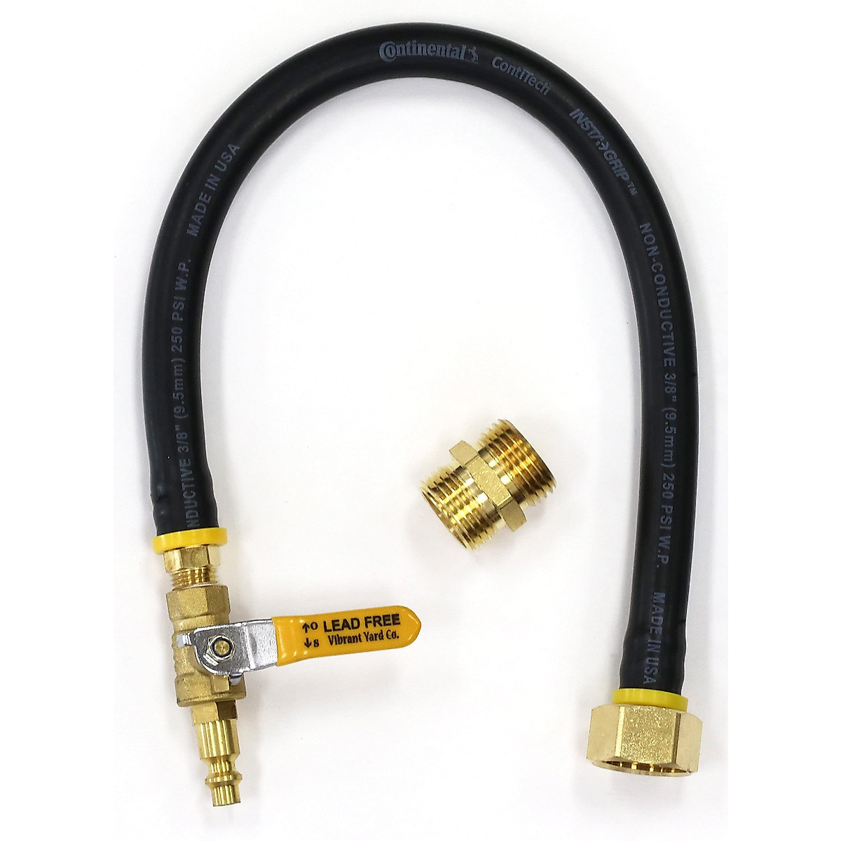 Winterize Sprinkler System, Outdoor Faucet, RV, Camper, and Travel Trailer: Air Compressor Plug To Garden Hose Faucet Blow Out Adapter (Lead-Free Brass) with Male-to-Male Fitting, 20" Long