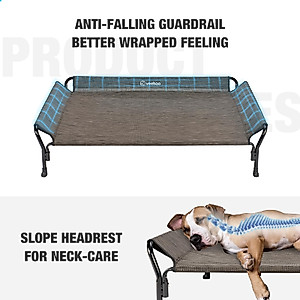 Veehoo Cooling Elevated Dog Bed, Guardrail, Chewproof Frame with Washable & Breathable Teslin Mesh, Non-Slip Dog Sofa Bed Cot for Indoor & Outdoor, X Large, Brown