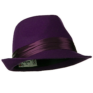 Fedora with Pleated Satin Band - Purple OSFM