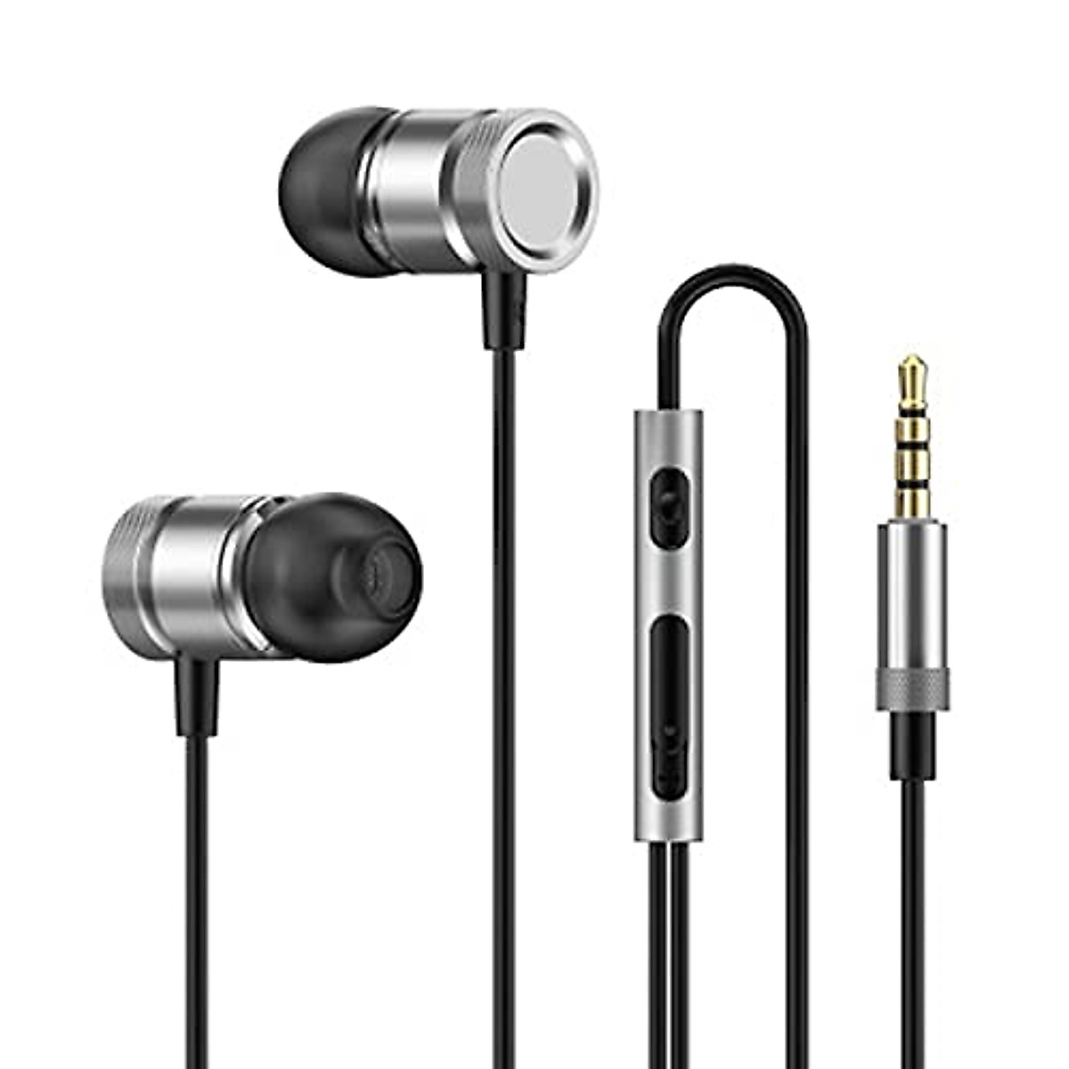 Wired Headphone Metal Earbuds by Noise Cancelling Stereo Heave Bass Earphones with Micphone Mic，in Ear Headphones for iPhone 5 6 Samsung M9