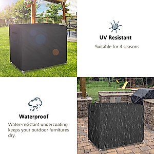 Bitubi 48 Inch Outdoor Prep Table Cover with Split Zipper, Waterproof Stainless Steel Grill Cart Cover for Patio Table - 48''L x 30''W x 35''H (Black)