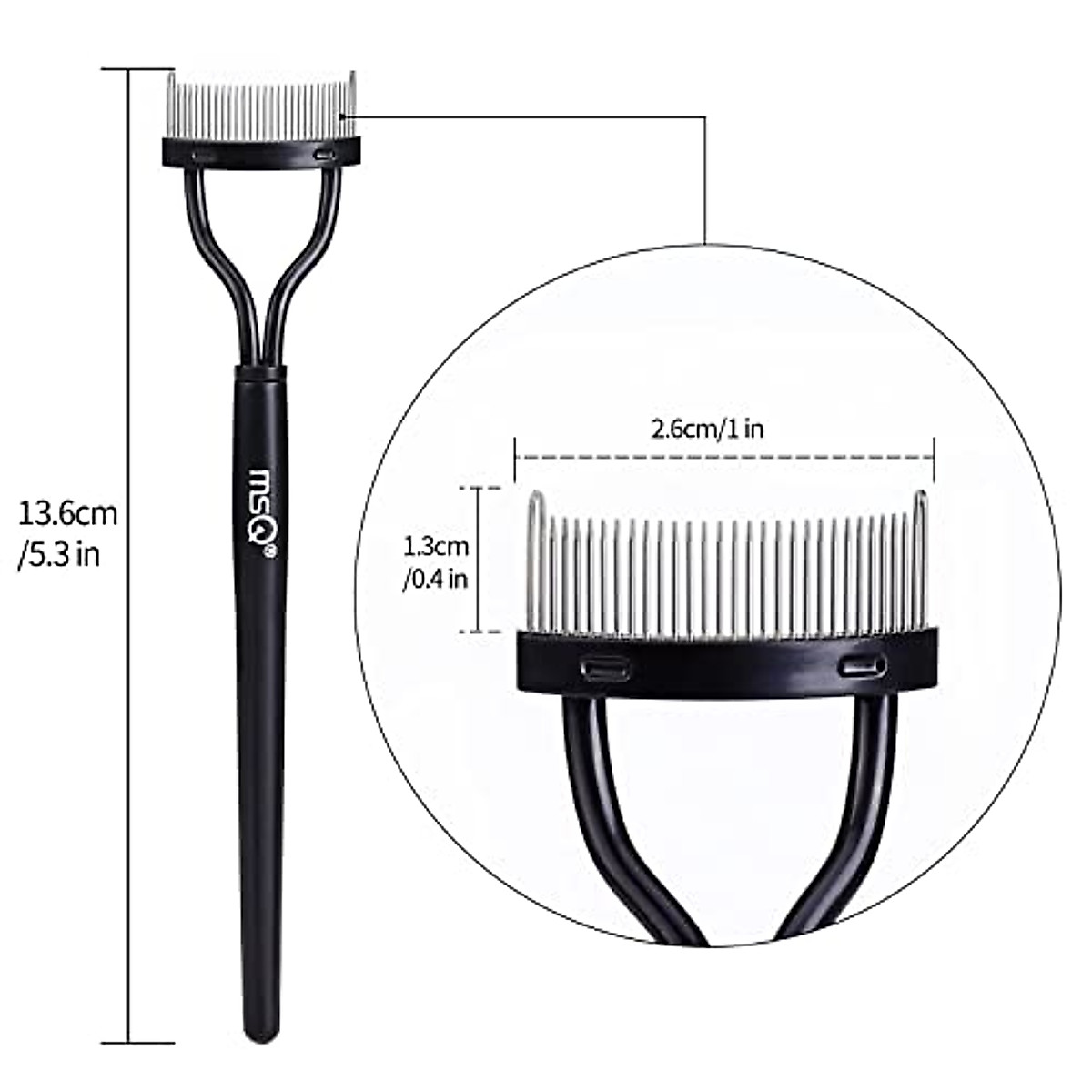 Eyelash Comb Eyebrow Brush MSQ Eyelash Separator Mascara Applicator Eyelash Definer With Comb Cover Arc Designed Cosmetic Brushes Tool Black (1PCS)