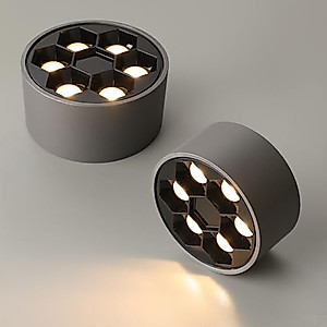 YAOWSZM 2Pack Modern Flush Mount Ceiling Lights 6W LED Dimmable Ceiling Light Fixture Gray Cylindrical Ceiling Spotlight for Living Room Hallway Kitchen