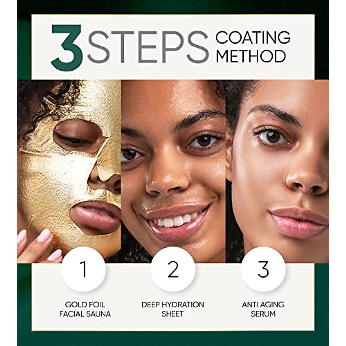 24K Gold Facial Masks for Women Skin Care Anti Aging - Collagen Moisturizing Sheet Mask for Sensitive Skin - Brightening Korean Face Mask - Hydrating Mask to Reduce Fine Lines & Wrinkles