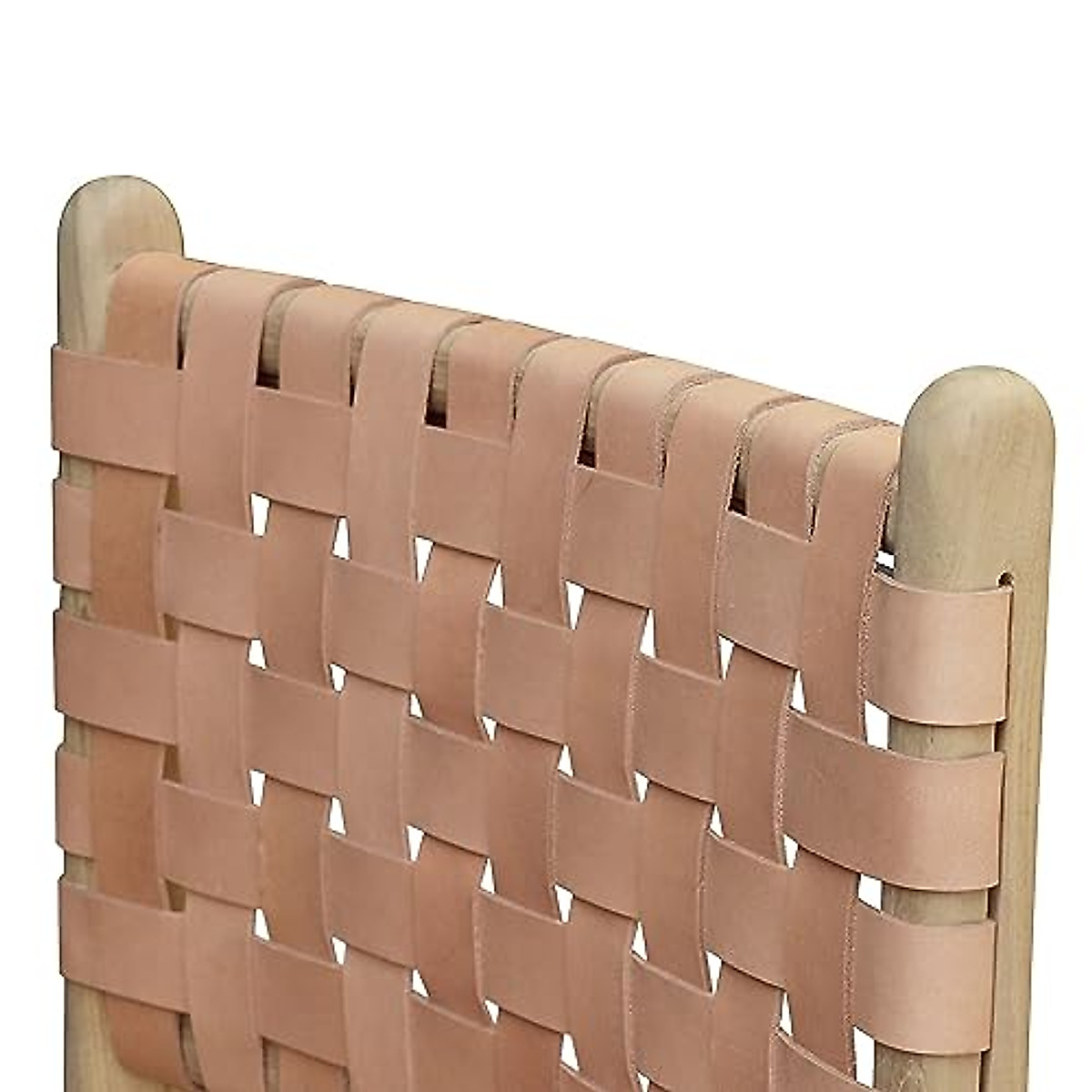 POLY & BARK Banda Teak & Leather Dining Chair, Russet Natural