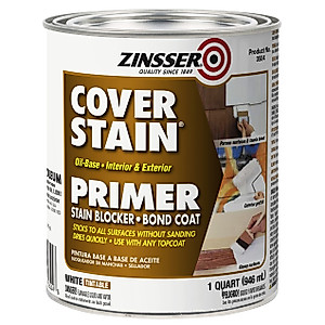Rust-Oleum Zinsser 03504 Cover Stain Interior/Exterior Oil Primer Sealer, 1-Quart, White