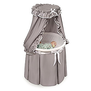Empress Round Baby Bassinet with Bedding, Pad, and Storage