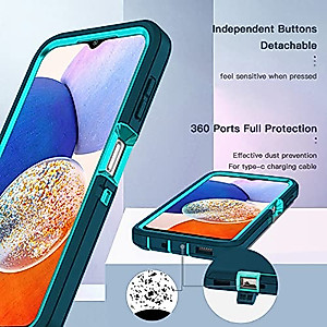 Hucasok for Galaxy A14 5G Case,Samsung Galaxy A14 5G Case with 2 Pack Screen Protector+2 Pack Camera Lens Protector Shockproof Rugged Full Body Protection Heavy Duty 3-Layer Durable Cover,Turquoise