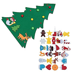 LABRIMP 1pc Christmas Felt Christmas Tree Felt Christmas Decorations Toddler Felt Tree with Ornaments Advent Felt Christmas Tree Hand Decor Play Set Kids Suit Detachable Ornaments DIY 3D