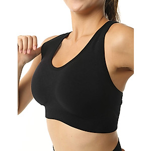 AKAMC Women's Removable Padded Sports Bras Medium Support Workout Yoga Bra 3 Pack,Grey/White/Black,Small