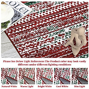 CAREMEE Christmas Rug 4x6 Machine Washable Bedroom Rug Holiday Decor Non Slip Throw Rug Soft Carpet Stain Resistant Accent Rug for Home Decor, Red