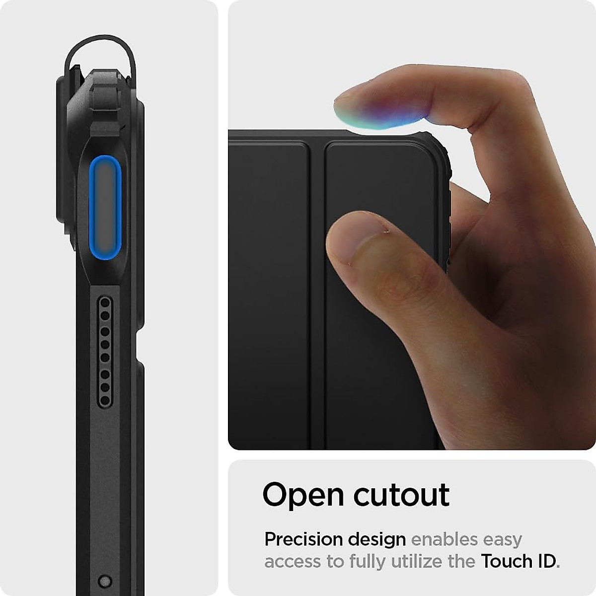 Spigen Ultra Hybrid Pro Designed for iPad Air 11 Inch Case (2024), 10.9 Inch 5th/4th Generation Case (2022/2020) with Transparent Back and Pencil Holder - Black