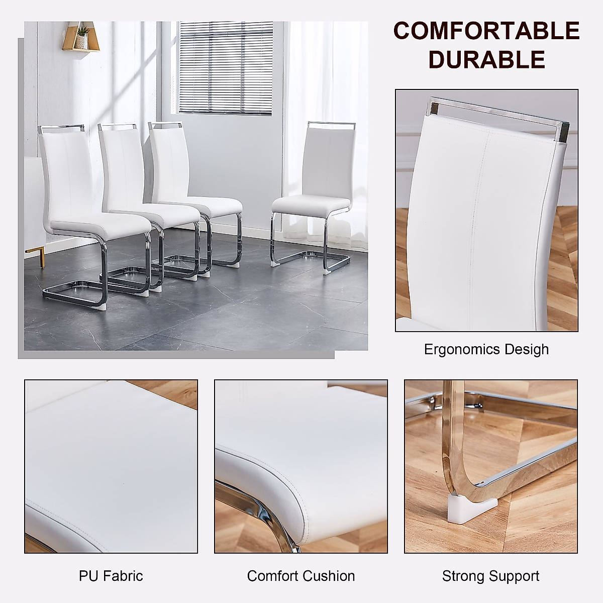 hohoedc Modern White Marble Dining Table Set for 6,7 Piece Rectangle Dining Room Table Set &6 Pu Leather Upholstered Chairs,Big Kitchen Dining Table for 6-8 with MDF Base for Kitchen Dining Room…