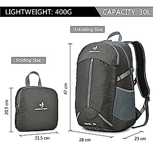 NEEKFOX 30L Hiking Backpack Foldable Lightweight Packable Sports Travel Daypack