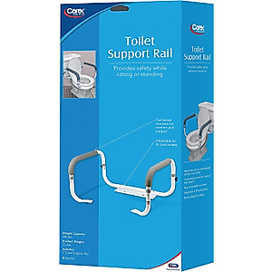 Carex Toilet Safety Frame - Toilet Safety Rails With Adjustable Width - Toilet Rails For Elderly, Handicap, Home Health Care Equipment After Surgery, Supports 300lbs