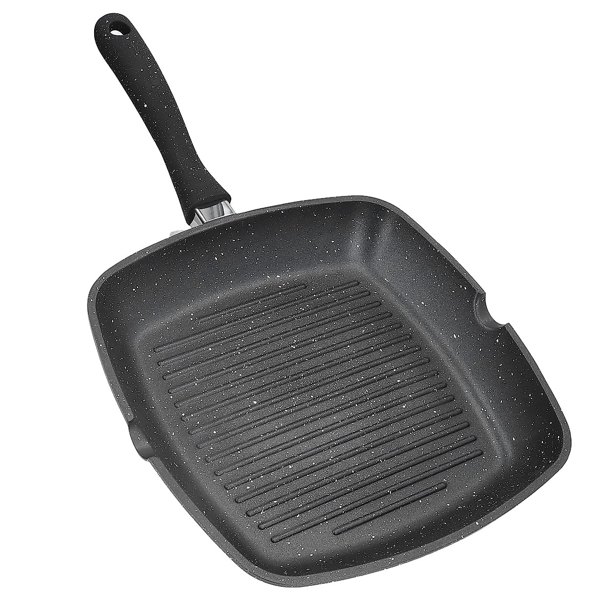 Nonstick Grill Pan,Square Griddle Pan,Aluminum Skillet Steak Bacon Pans with Detachable Handle for Restaurant Indoor Outdoor Barbecue Frying Sauteing Black