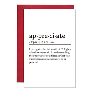 Ogeby Cute Appreciate Definition Card, Funny Thank You Card for Him Her, Lovely Thankful Greeting Card for Teacher Boss