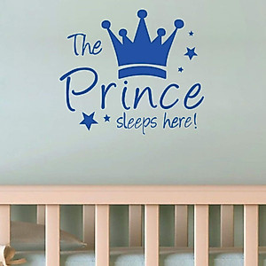 Maydahui 2PCS Wall Sticker The Prince/Princess Sleep Here 12.6 Inch Little Crown Star Art Quotes Wall Decal Decor for Living Room Bedroom