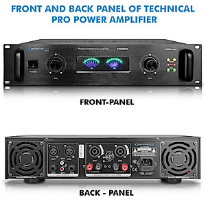 Technical Pro 6000 Watts Professional Portable PA System, 2 Channel Digital Stereo Power Amplifier with Dual Cooling Speed Fans for Home Speaker System