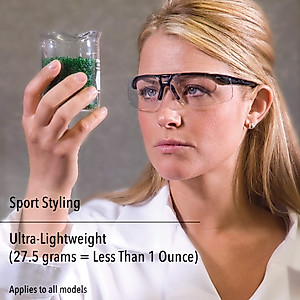 Honeywell Uvex Ademco by Protégé Safety Glasses, Metallic Black Frame with Clear Lens & Ultra-Dura Anti-Scratch Hardcoat (S4200-H5)