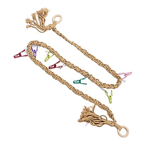 Cotton Boho Macrame Stuffed Animal Hanging Chain- Strong Toy Organizer Storage Chain 59" Handmade Plush Toys Hanging Chain with 15 Metal Clips & 2 Hook Wall Toy Storage Chain Decor for Toys Hats