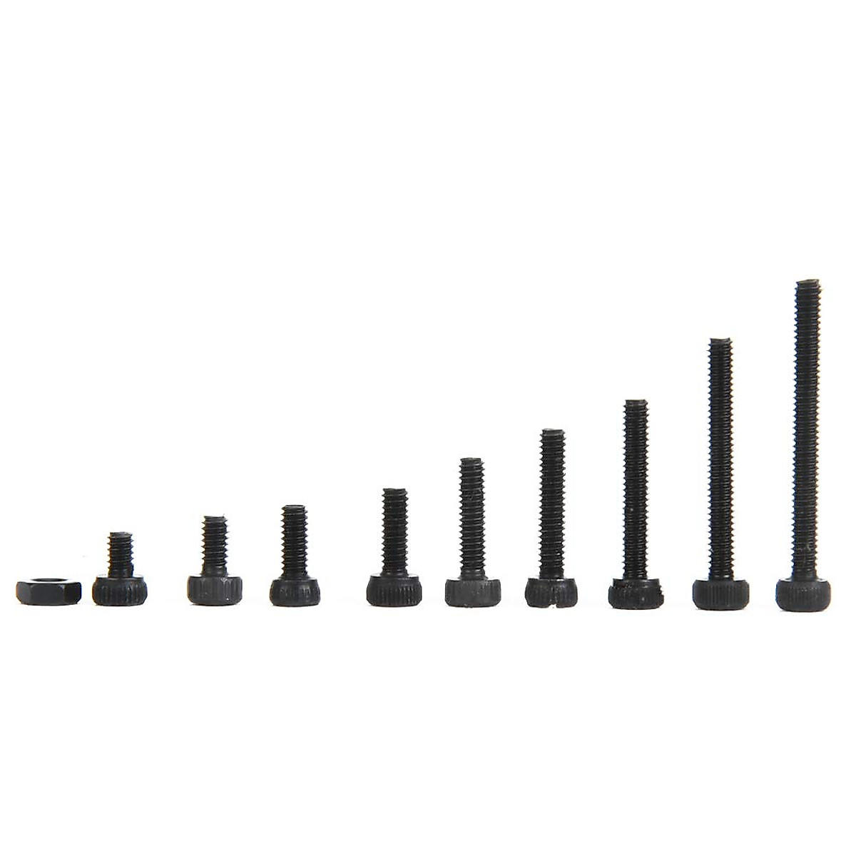 300PCS M2 x 3-20mm 12.9 Grade Black Hex Socket Screw Bolt and Nut Kit Alloy Steel Button Head Socket Bolts