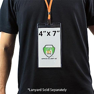 5 Pack - Extra Large 4 1/8 X 7 1/2 Ticket & Badge Holder - Heavy Duty Clear Plastic 4 X 7 Card Insert Protector for Sports Tickets, Press Passes and Name Badges by Specialist ID