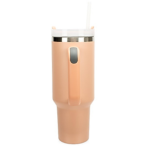 Elanze Designs I Drink Coffee Like A Gilmore Girl 40 oz. Stainless Steel, Large Water Bottle Coffee Mug, Spill &amp; Leak Resistant, Thermal Travel Tumbler with Handle, Lid &amp; Straw, Peach