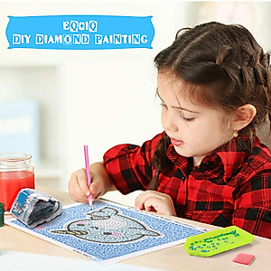 4 Packs 5d Painting Kit for Kids Diamond Painting Drill Painting by Number Kits Kids Diamond Arts Crafts for Home Wall Decor (Turtle Panda Whale Owl)