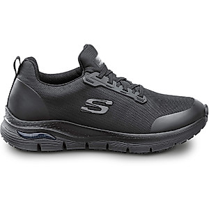 Skechers Work Arch Fit Jake, Men's, Black, Slip On Athletic Style, MaxTrax Slip Resistant, Soft Toe Work Shoe (9.5 M)