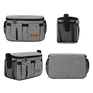 Miracle Baby Stroller Organizer Bag for Mom, Baby Trolley Bag - Compatible with Any Stroller - Multifunctional Large Capacity?Grey Star?