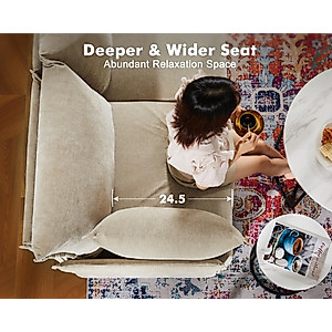 ABCASA Modern Living Room Chenille Sofa Small Sofa, Loveseat Sofa with Deeper Seats, Easy to Install, Beige