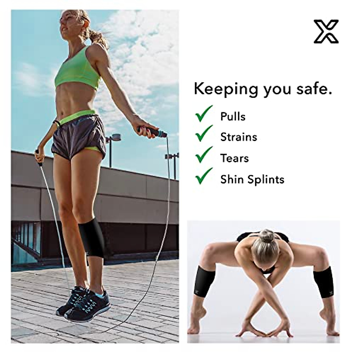 Body Helix Full Calf Support Brace for Calf Strain, Shin Splints, Tendonitis | Calf Injury Sleeve for Men and Women | HSA FSA Approved Calf Compression Shin Splint Sleeve (Black, Medium)