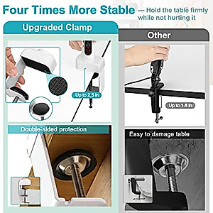 TOMSOO 5X Magnifying Glass with Light and Clamp, 5 Color Modes Stepless Dimmable Lighted Magnifier with Stand, Flexible Gooseneck LED Desk Lamp Hands Free for Craft Painting Hobby Close Work