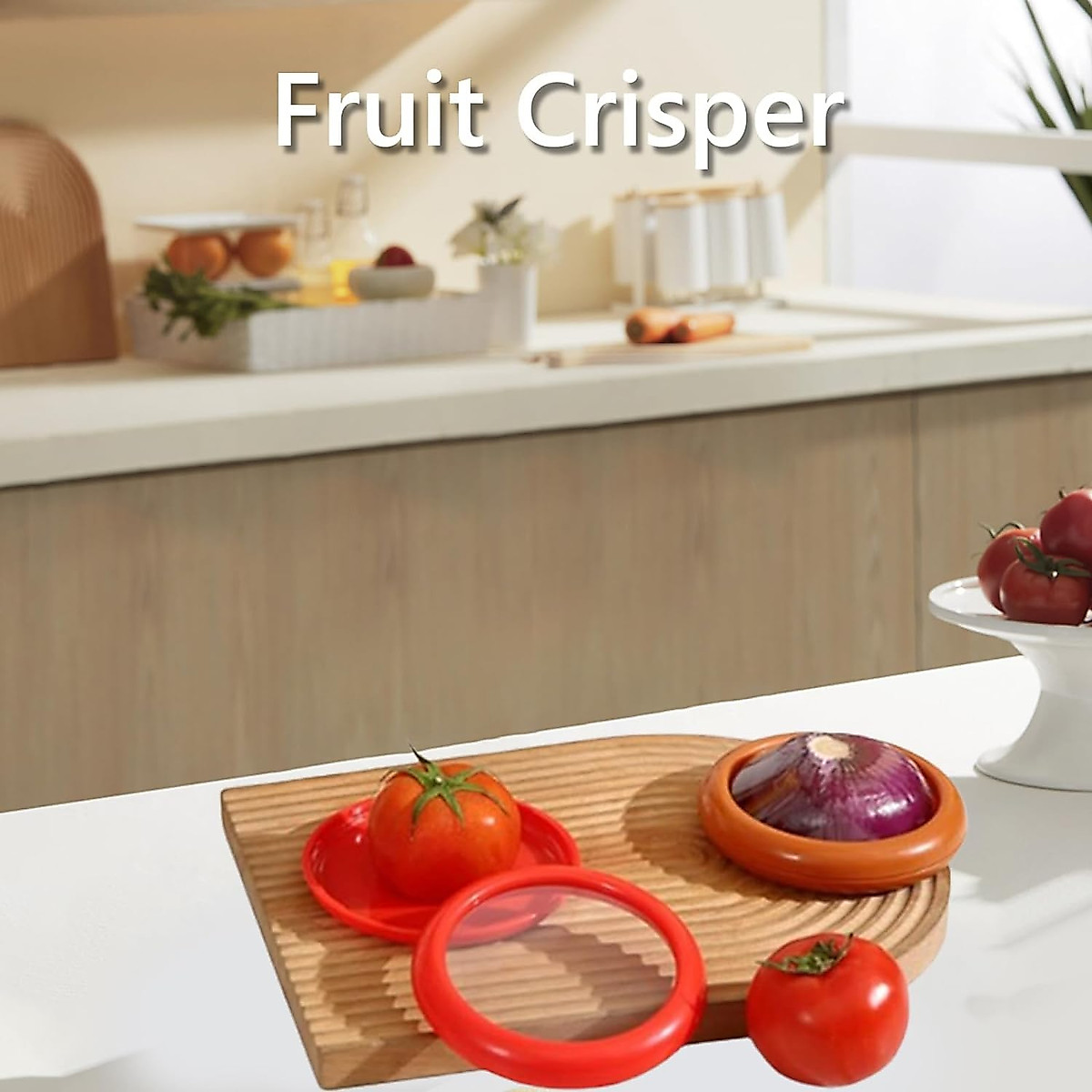 GuangMaii Silicone Fruit Storage Box, 4Pack Reusable Fruit and Vegetable Storage Containers, Fridge Keep Fresh Stretch Storage Pod with Lid for Lemons Garlic Tomato Peper Potatoes (Red, 4Pack)