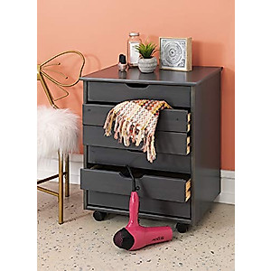 Linon Home Decor Products Corinne Six Drawer Wide, Grey Rolling Cart
